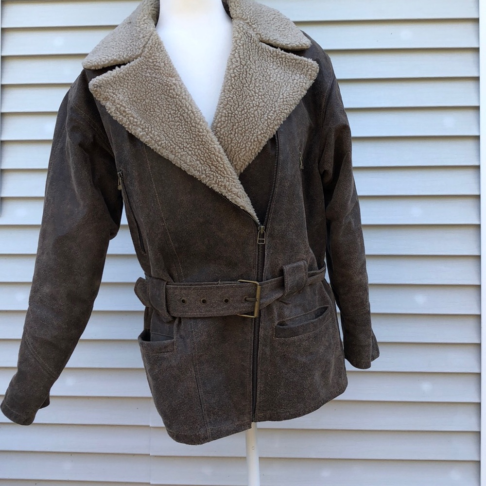 Winlit Genuine Leather Asymmetrical Bomber Jacket - Gem